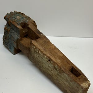 Vintage Distressed Wood Support Beam With Decorative Carved End ...