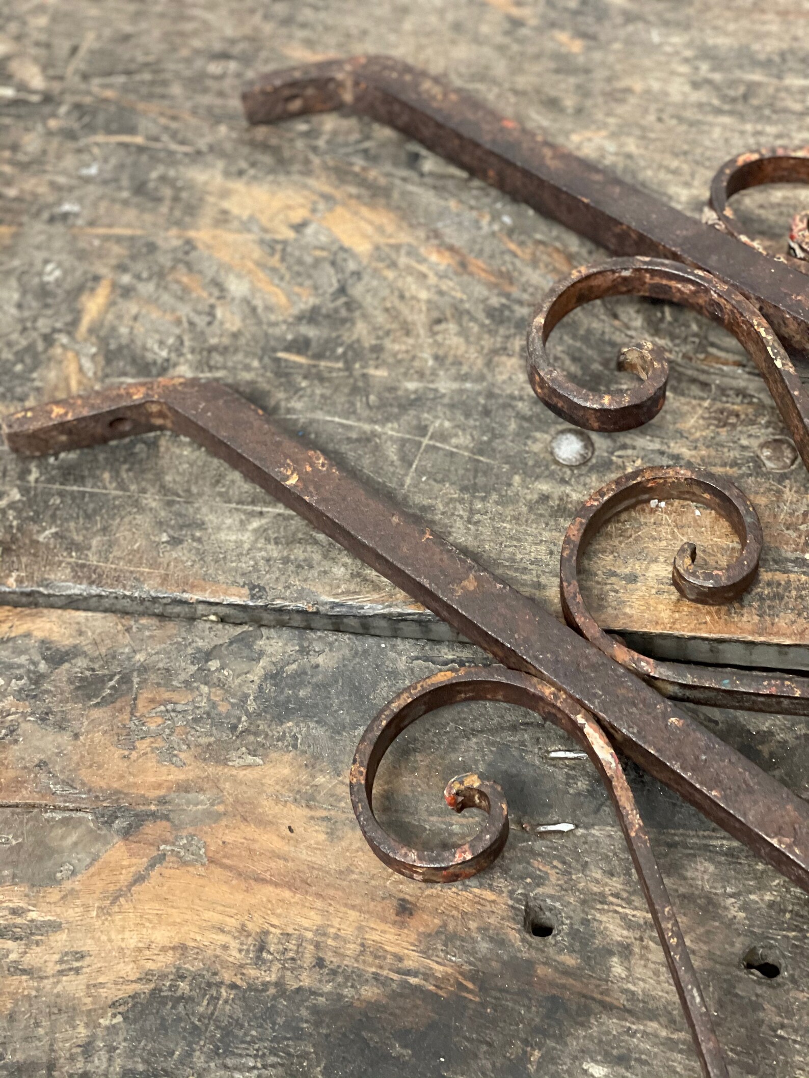 Vintage Wrought Iron Garden Stakes: Repurposed Railing Decor, Set of 2 ...
