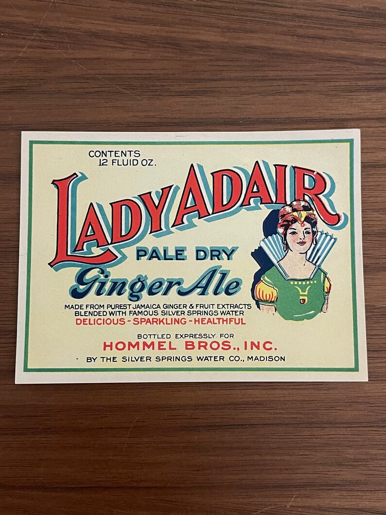Vintage Lady Adair Pale Dry Ginger Ale Drink Label From - Etsy