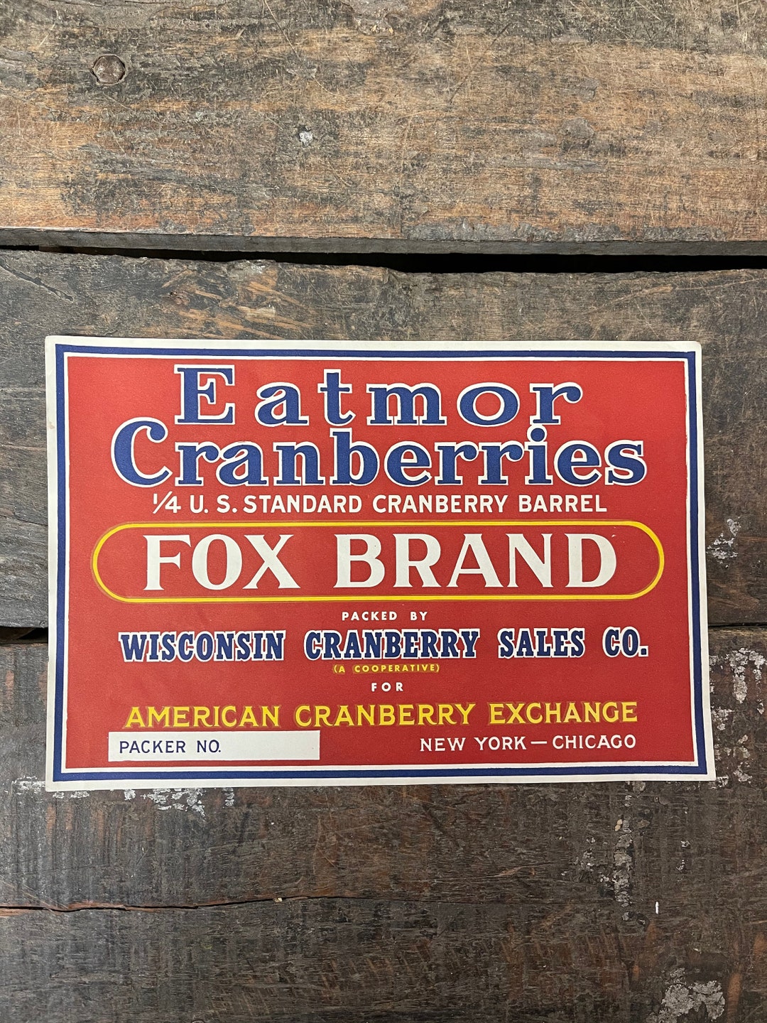 Vintage Eatmor Cranberries Barrel Labels: Wisconsin Sales Co-op ...