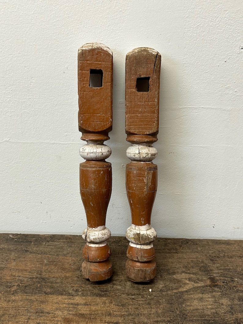 Vintage Turned Wood Spindle Legs: Architectural Salvage Decor (set of 2 ...