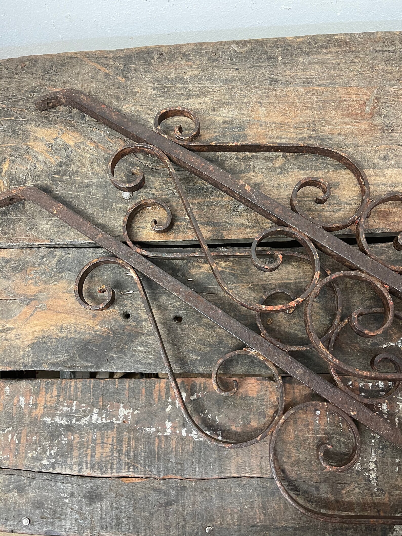 Vintage Wrought Iron Garden Stakes: Repurposed Railing Decor, Set of 2 ...