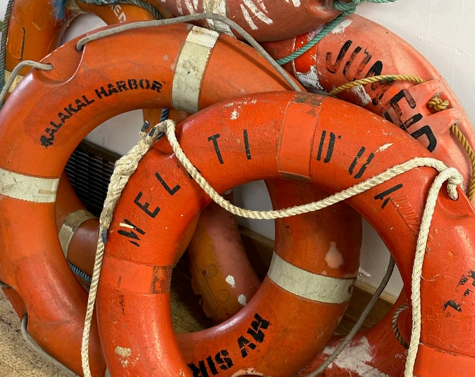 Lot of 3 Vintage Ship Life Ring Preserver Buoys, Salvaged From Old ...