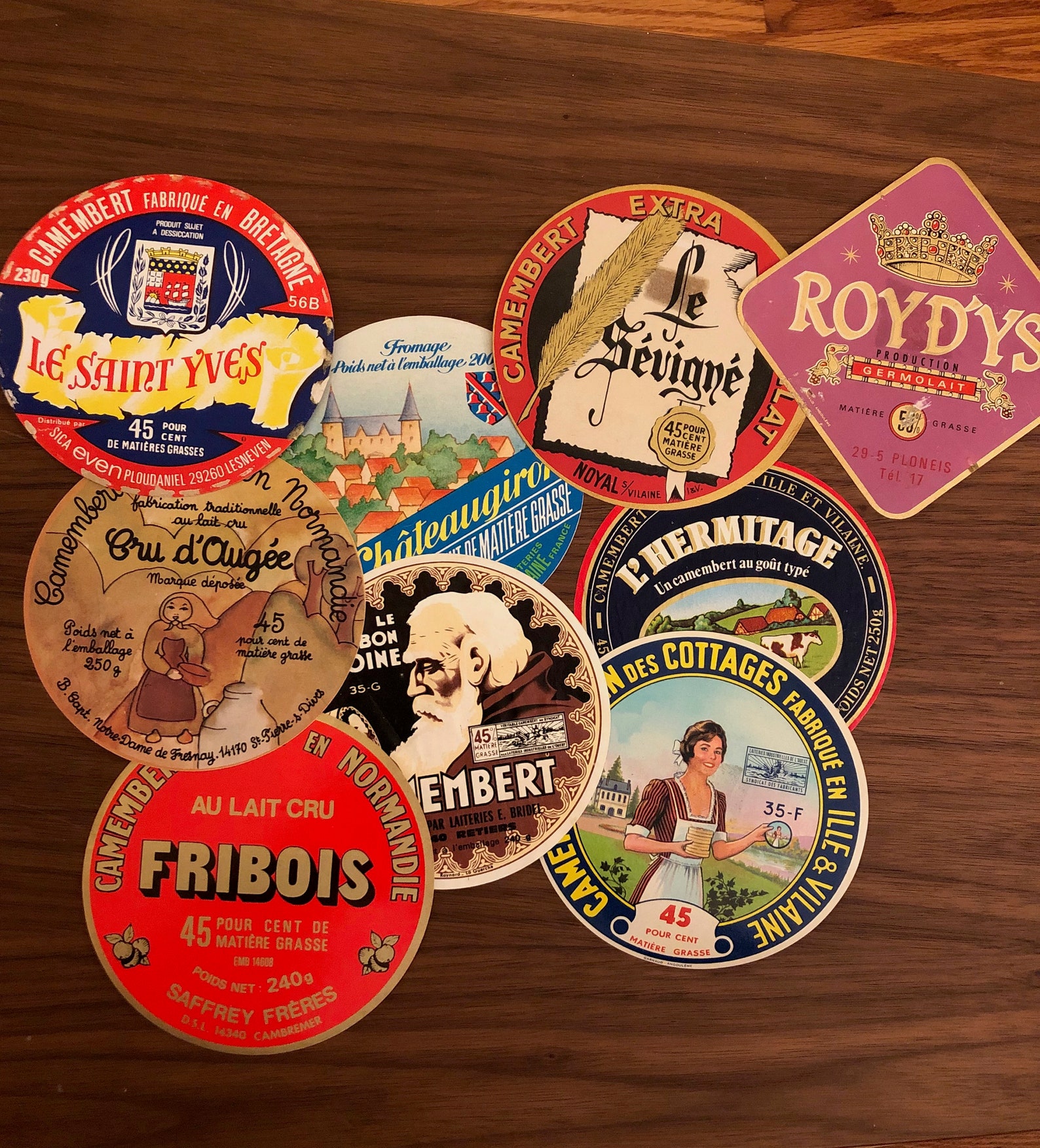 Vintage Lot of 6 French Cheese Labels Etiquette Fromage for ...