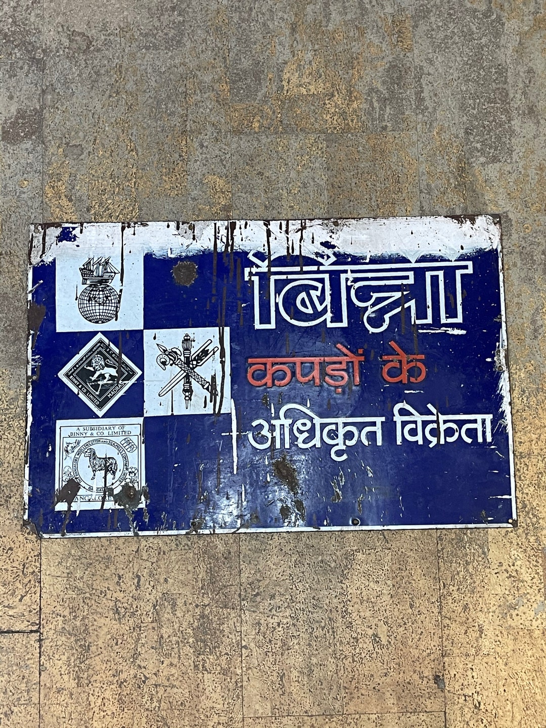 Vintage Enamel Shop Sign for Binny and Co of India for a Clothier or ...