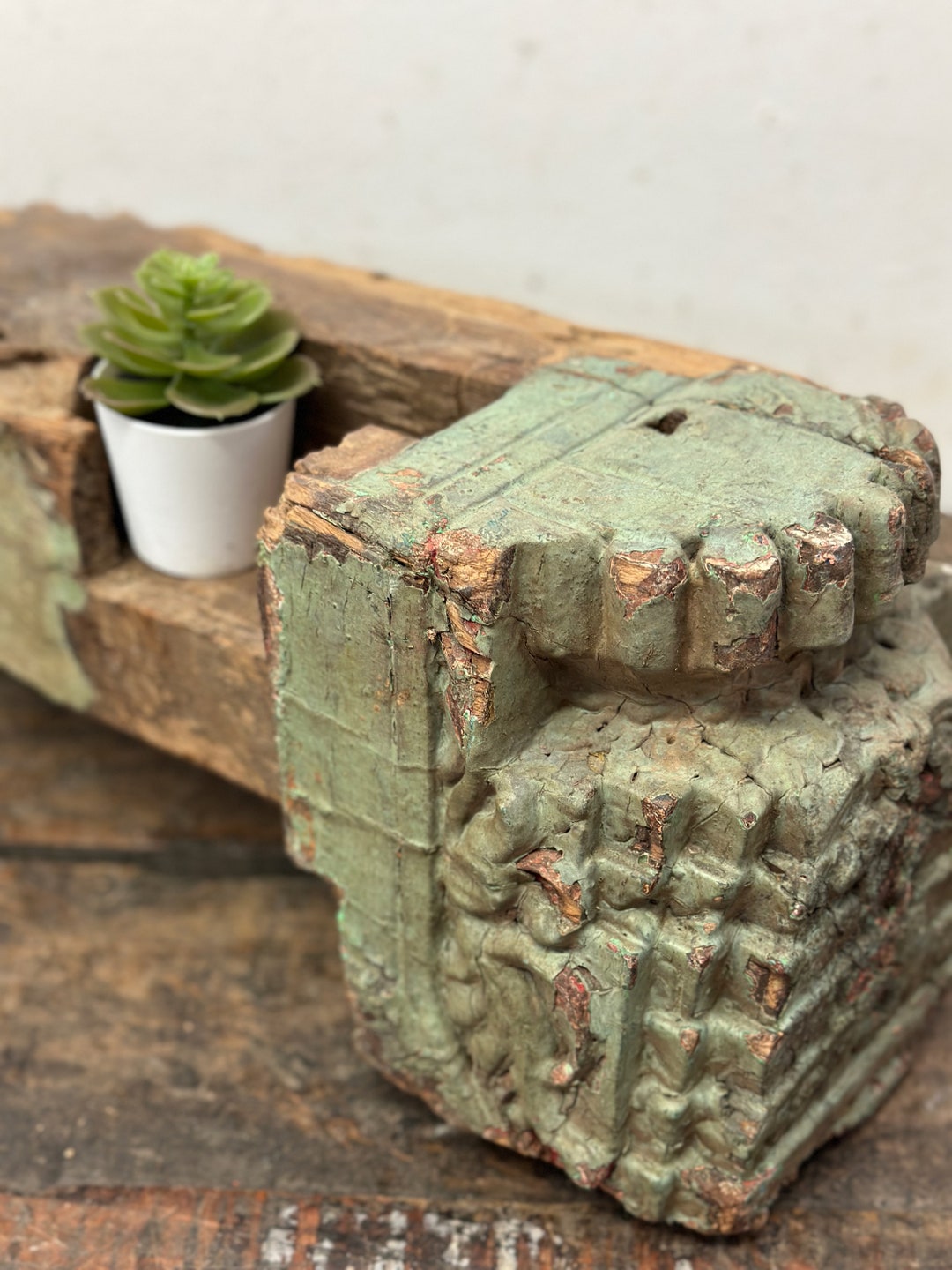 Old Wood Support Beam From India With Decorative Carved End ...