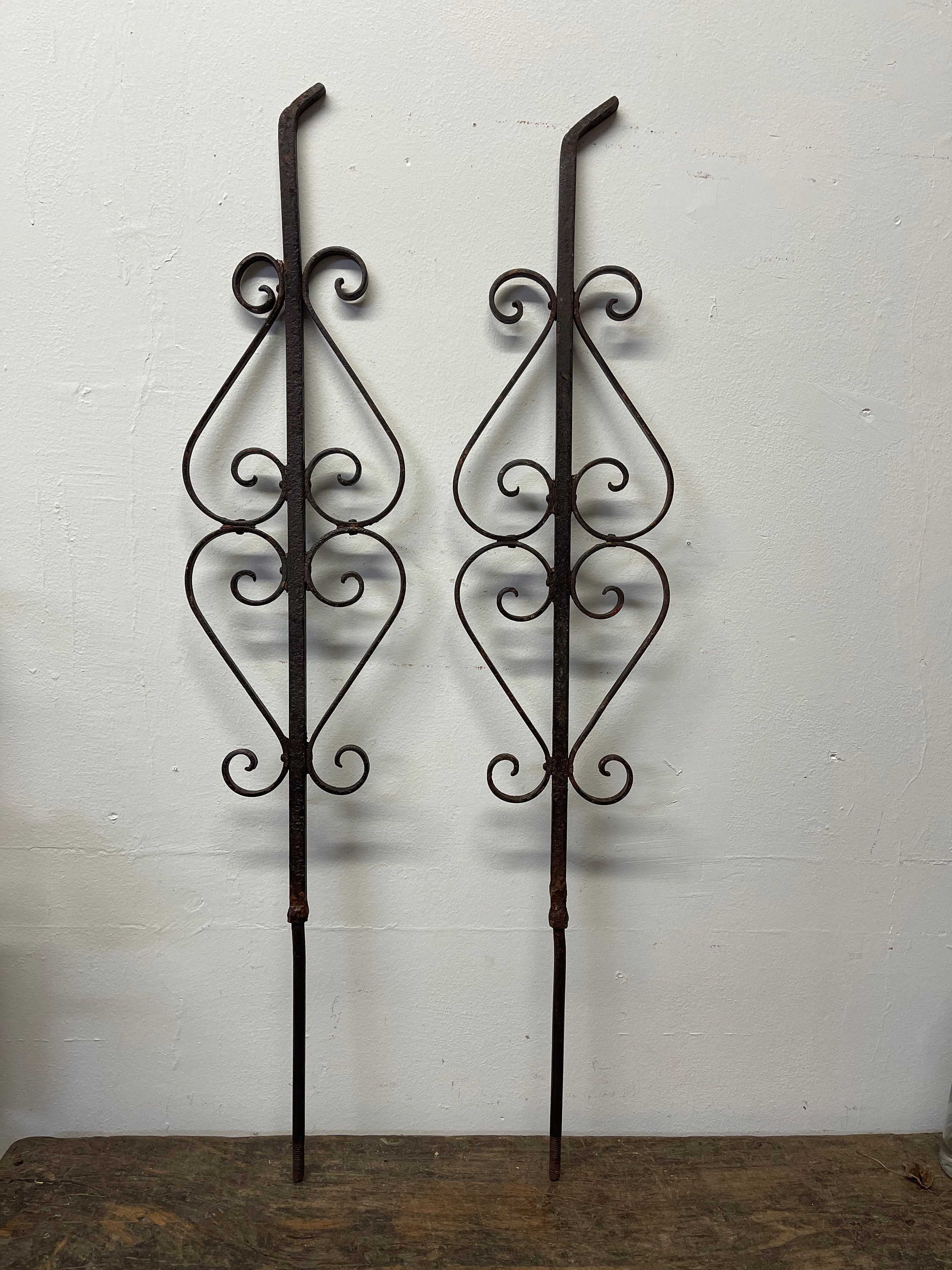 Vintage Wrought Iron Garden Stakes: Repurposed Railing Decor, Set of 2 ...