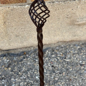 Vintage Wrought Iron Garden Stake: Twisted Basket Cage, 31"/35" - Etsy