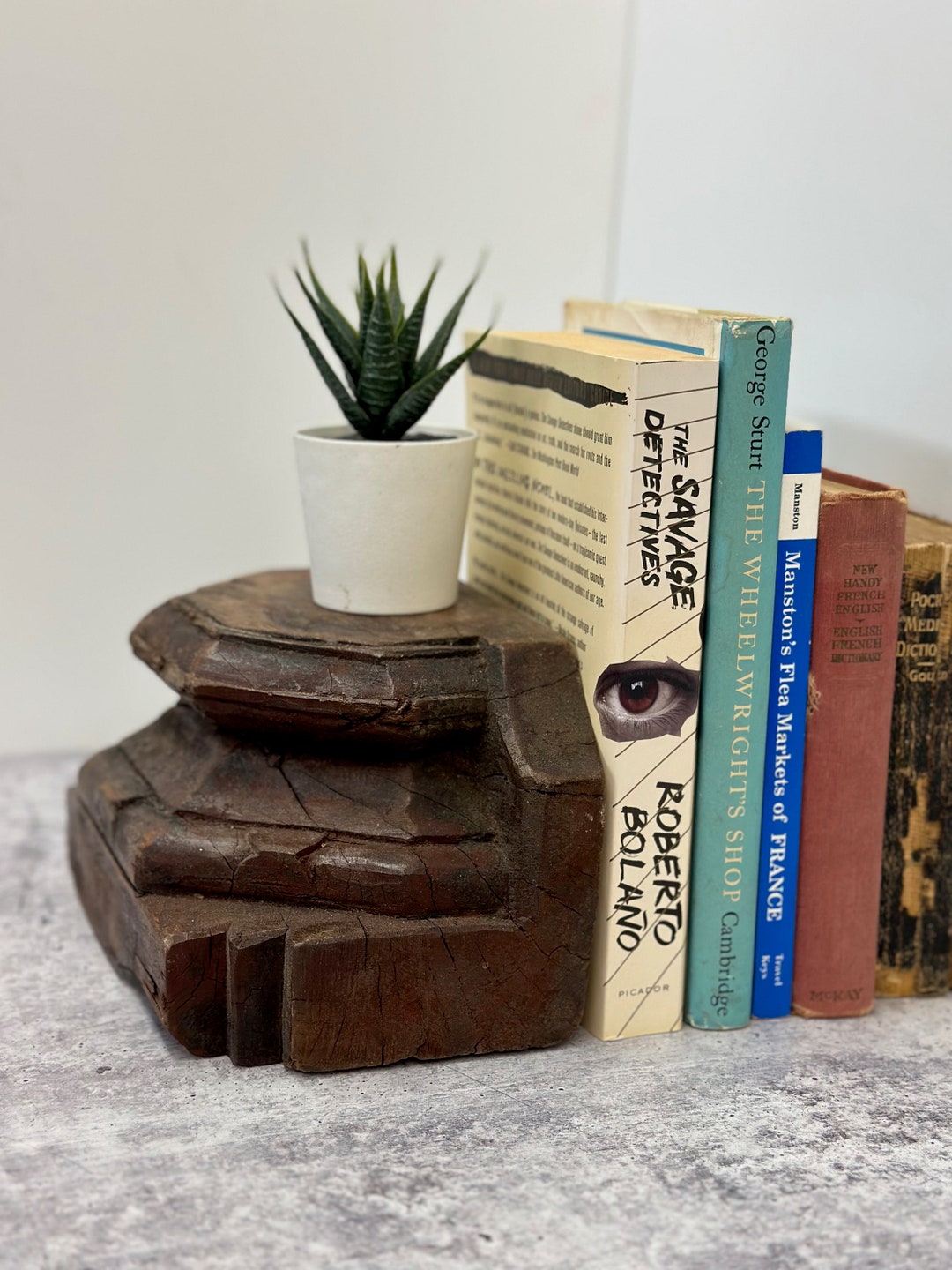 Wooden Bookend Upcycled From Old Half Riser Wood Pedestal ...