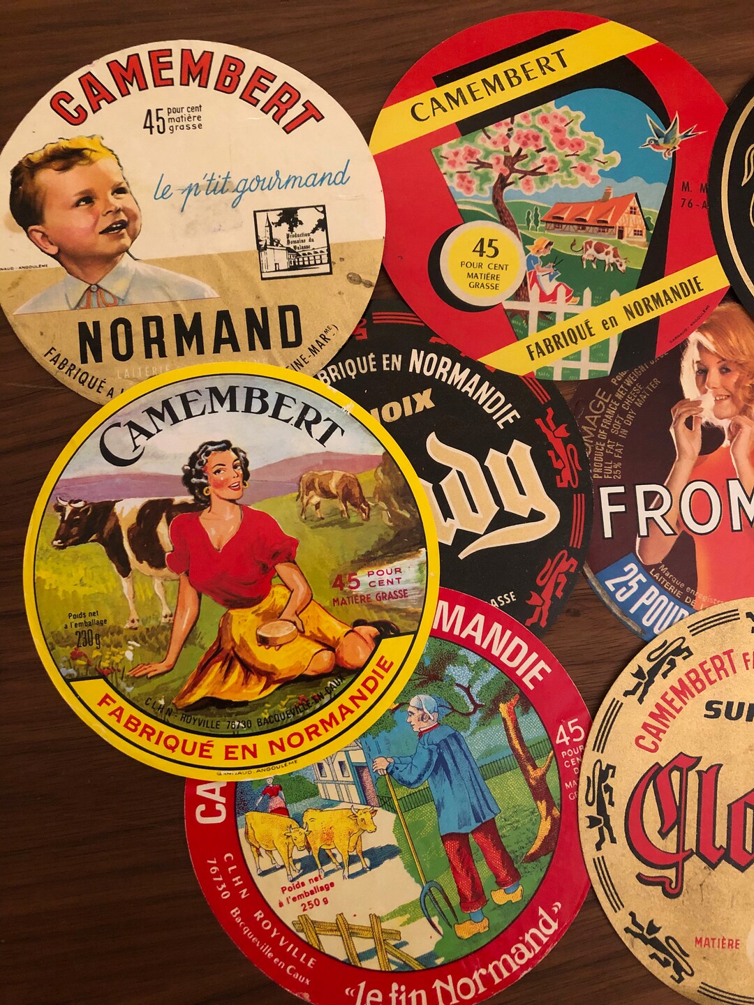 Vintage Lot of 6 French Cheese Labels Etiquette Fromage for ...