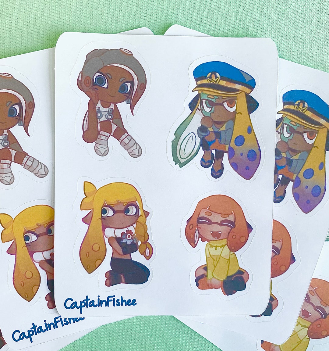 5x4'' Splatoon Agents Sticker Sheet, Splatoon Inspired Mini Inkling ...