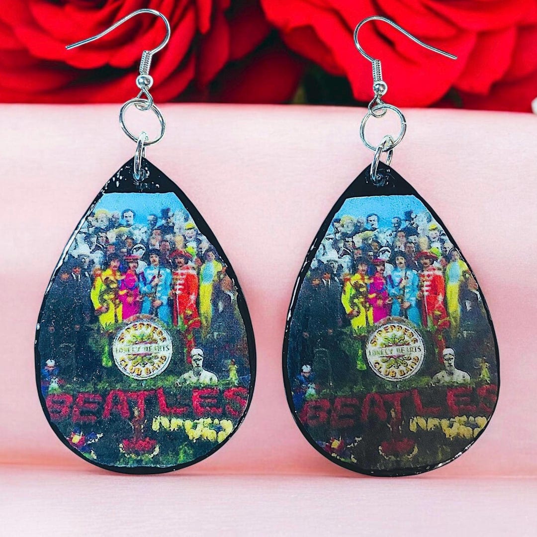 The Beatles SGT Peppers Lonely Hearts Club Dangle Earrings/beatles Gift ...