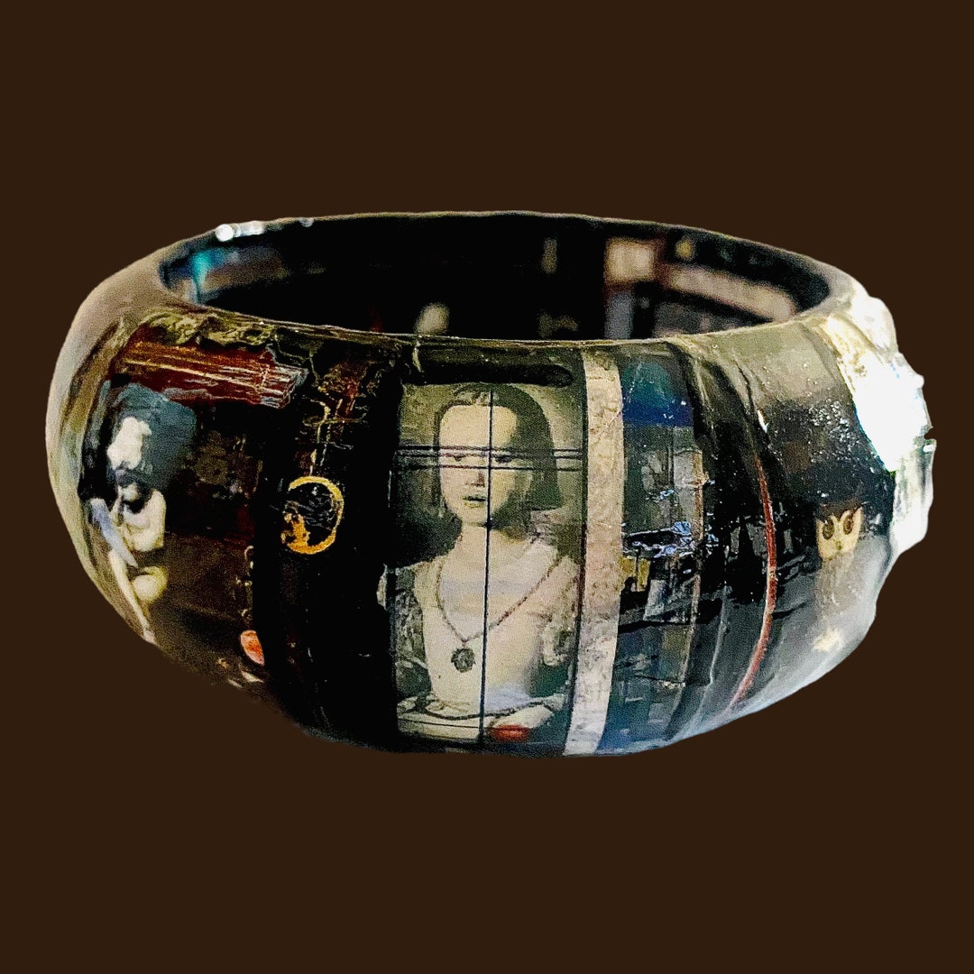 Art Lover Joseph Cornell Collage Cuff Bracelet, Assemblage Art, Found ...