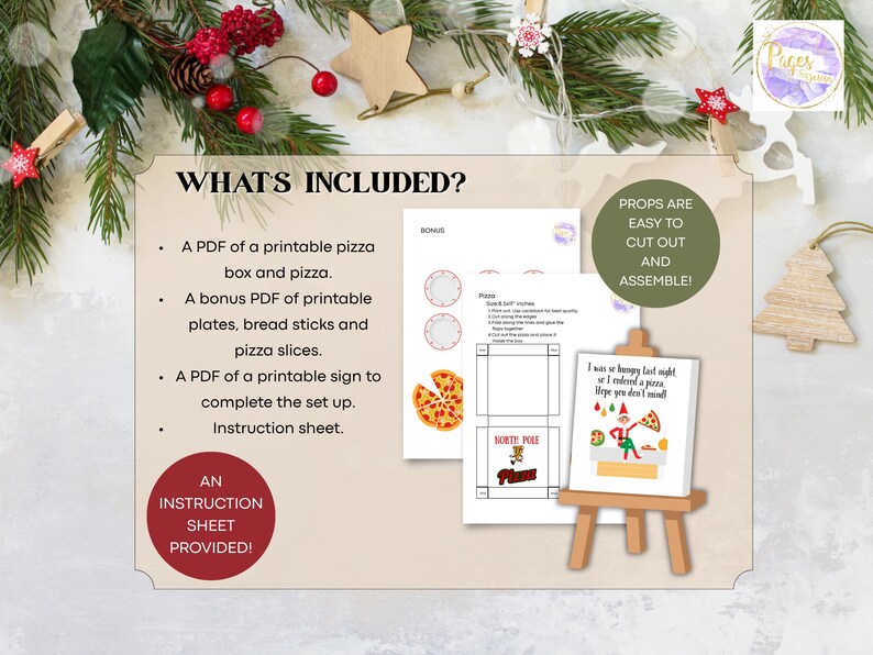 Printable Elf on the Shelf Pizza Box Cutout, Mini Pizza, Elf Pizza ...