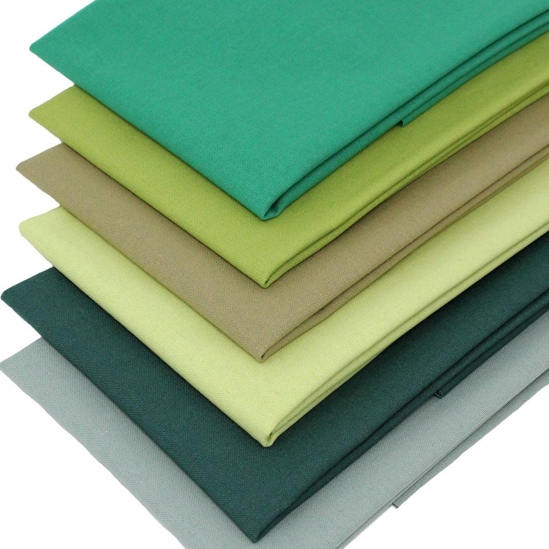 6 Fat Quarters Bundle rainforest Essential Coordinates. Plain Solids ...