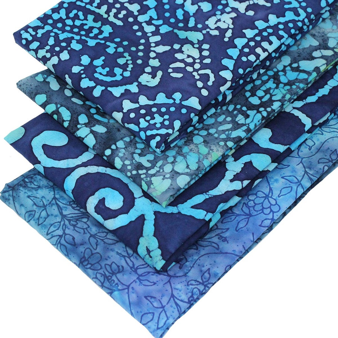 4 Fat Quarters Batik Bundle barbados Seashore Abstract Batik Fabrics in ...