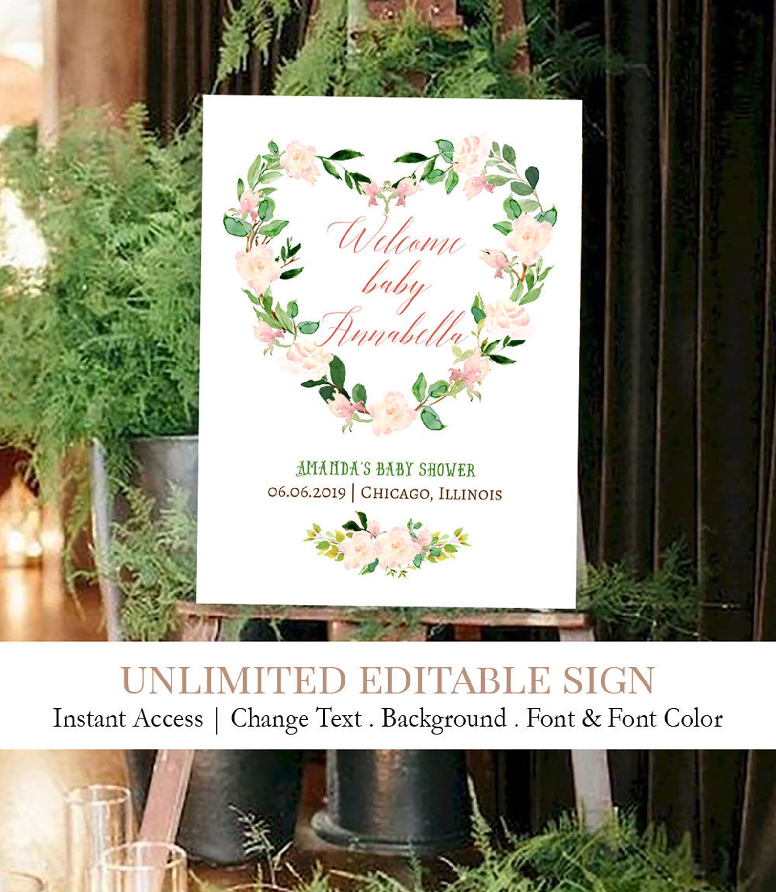 Bohemian Welcome Baby Shower Welcome Poster Sign Bohemian | Etsy