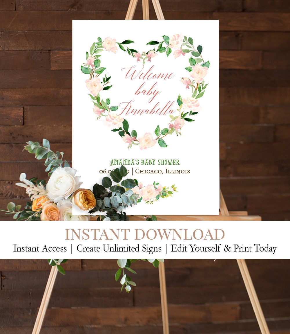 Bohemian Welcome Baby Shower Welcome Poster Sign Bohemian | Etsy