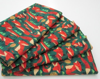 Cloth Napkins Sets of 4 Dapper Foxes Gray Orange Black | Etsy