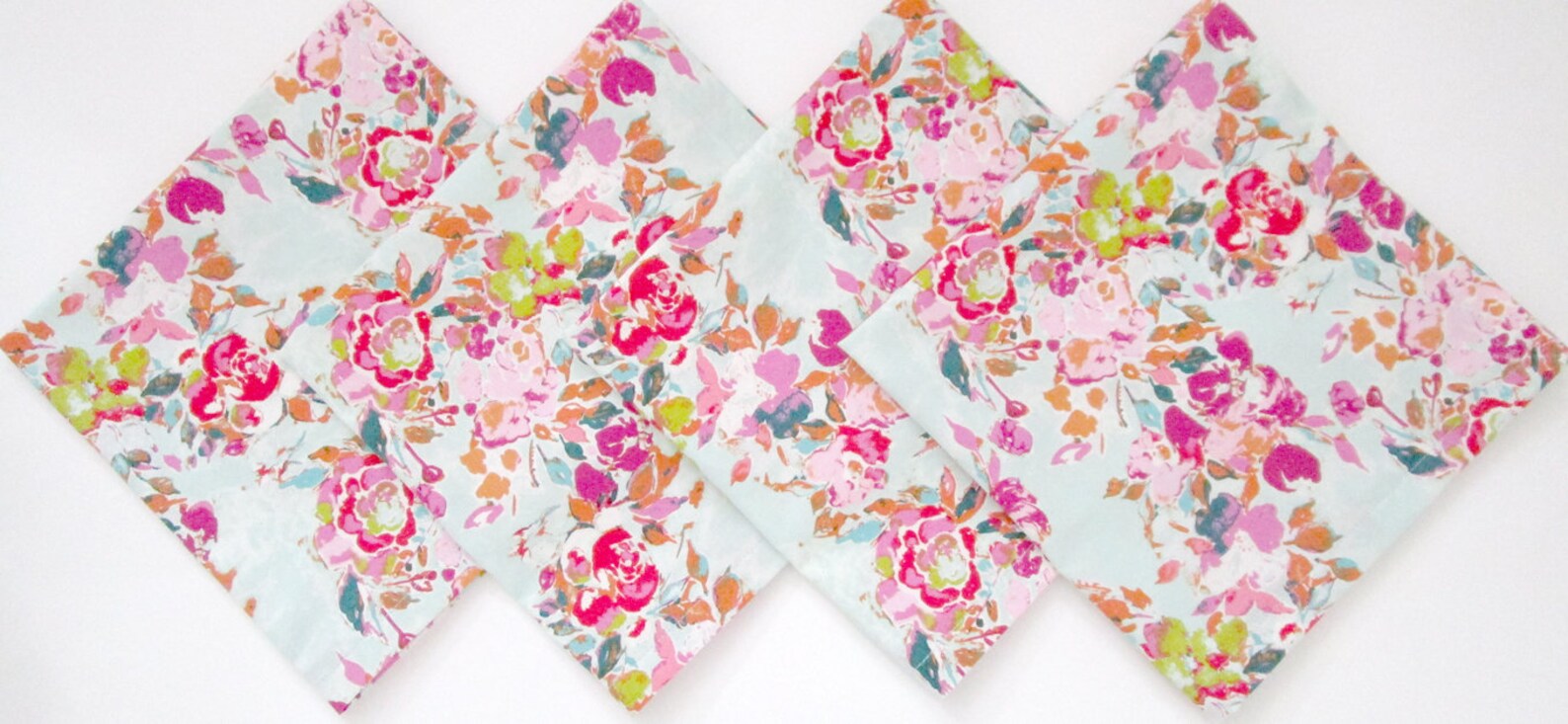 Large Cloth Napkins - Set of 4 - Bright Pink Orange Green Turquoise ...
