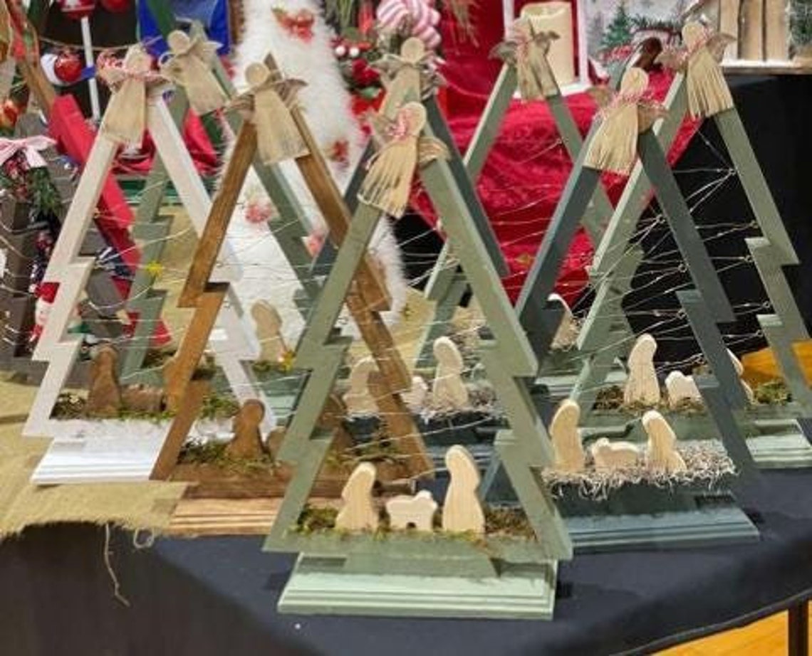 Wooden Nativity Christmas Tree With Lights - Etsy
