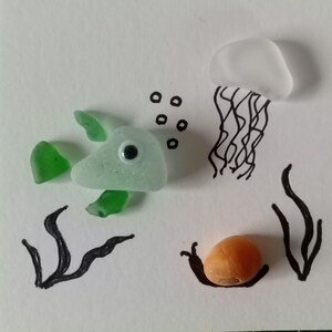Sea Glass Fish Picture, Tiny Under the Sea Framed Seaglass Art, Fishing ...