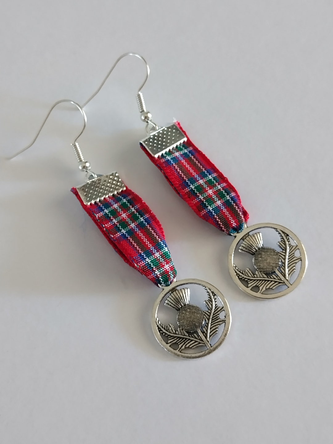 Scottish Tartan Earrings, Thistle Pride of Scotland Drop Ear Rings ...