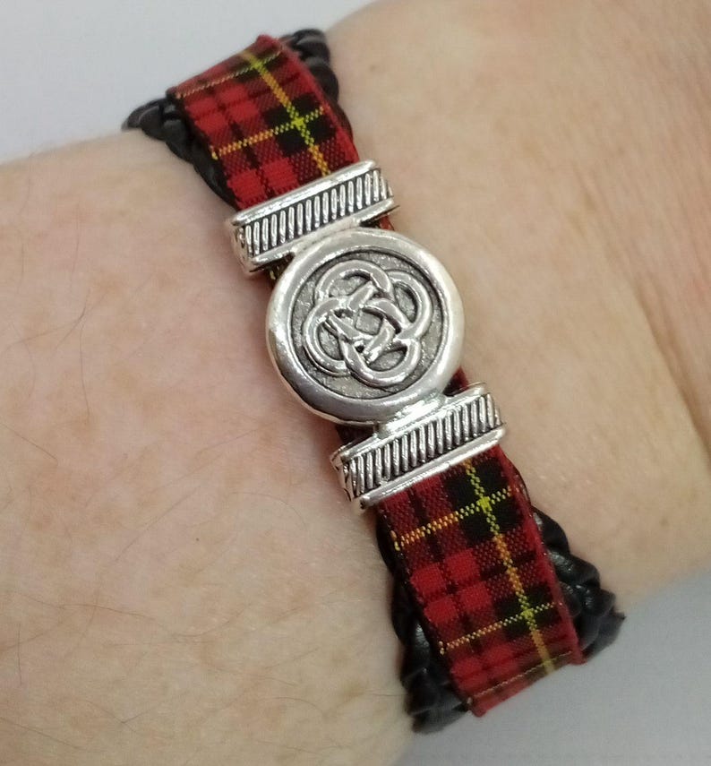 Tartan Cuff Bracelet: Scottish Plaid Bangle With Celtic Bead - Etsy