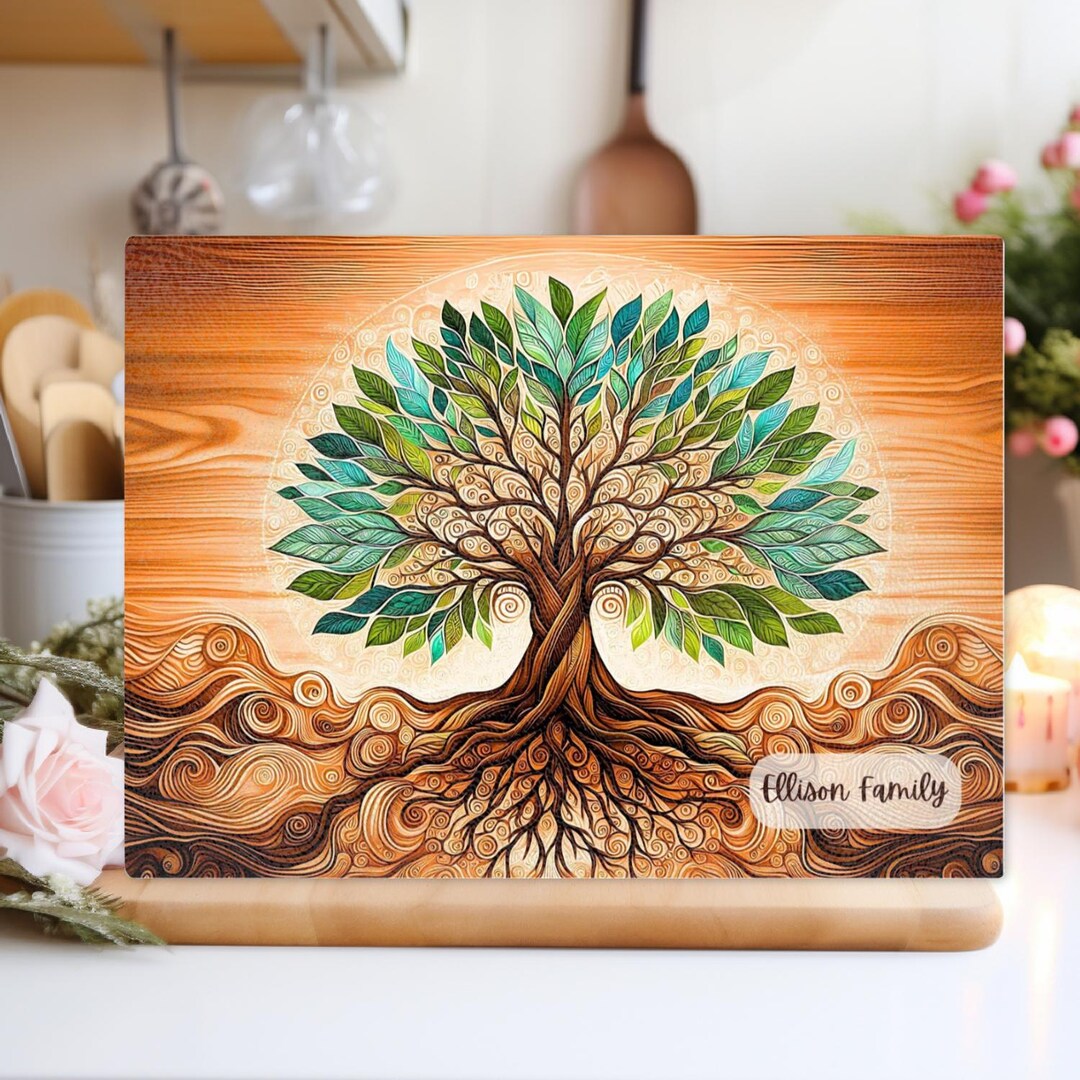 Personalized Tree of Life Glass Board, Personalized Cutting Board ...