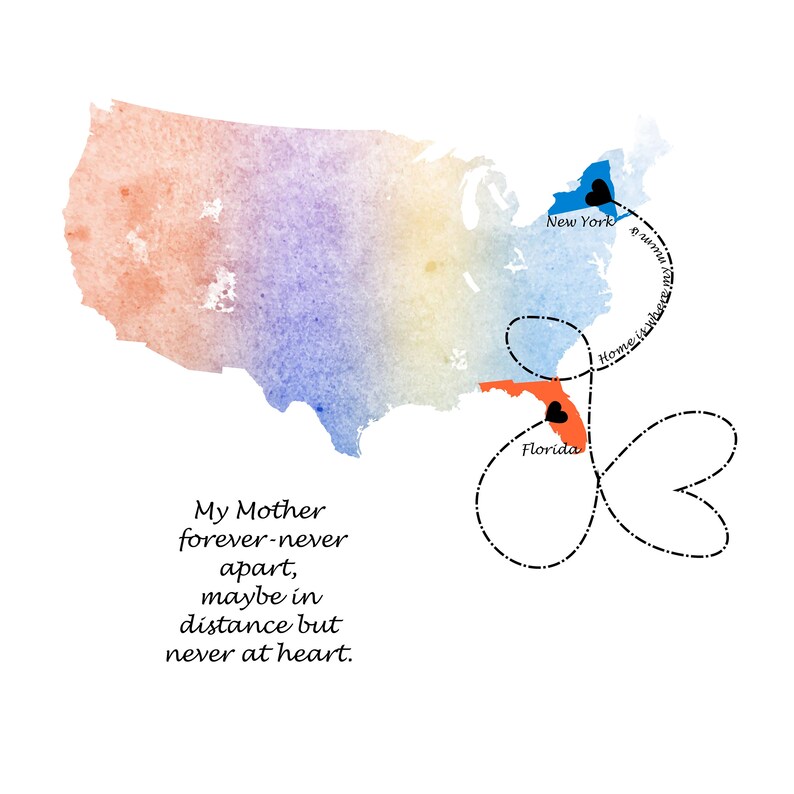Long Distance Map Pillow, Personalized Mothers Day Gift, Long Distance ...