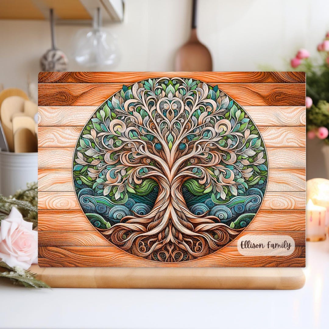 Personalized Tree of Life Glass Board, Personalized Cutting Board ...