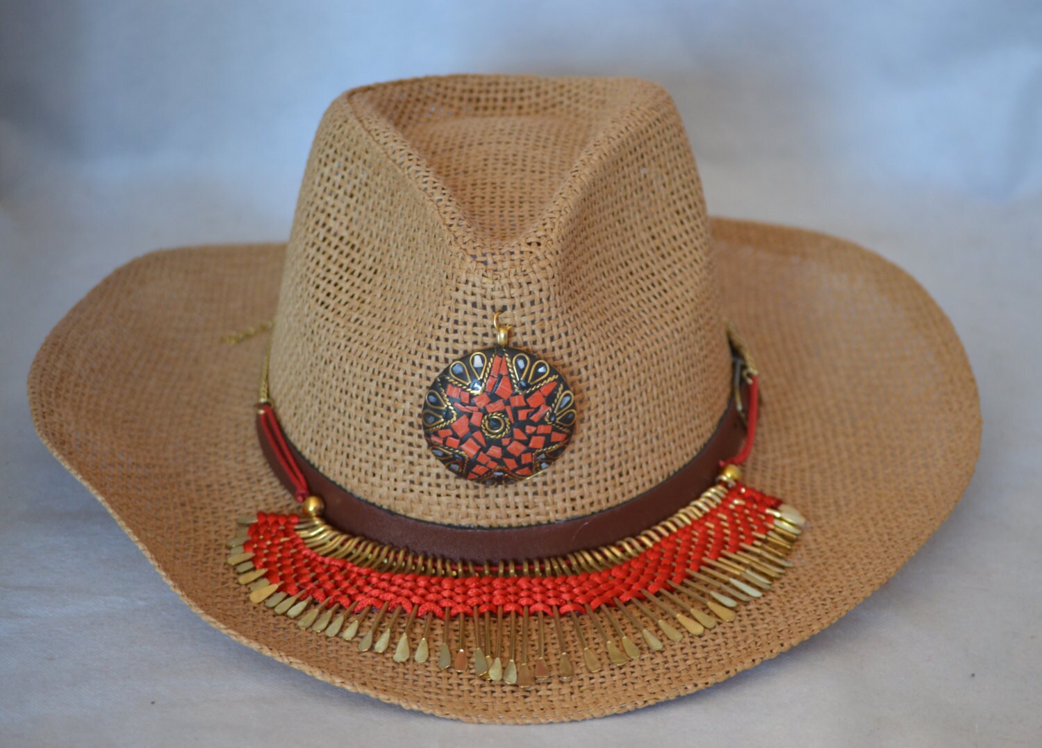 SUMMER HAT, HANDMADE Hat, Folk Hat, Multicolor Hat, Beige Hat, Ethnic ...