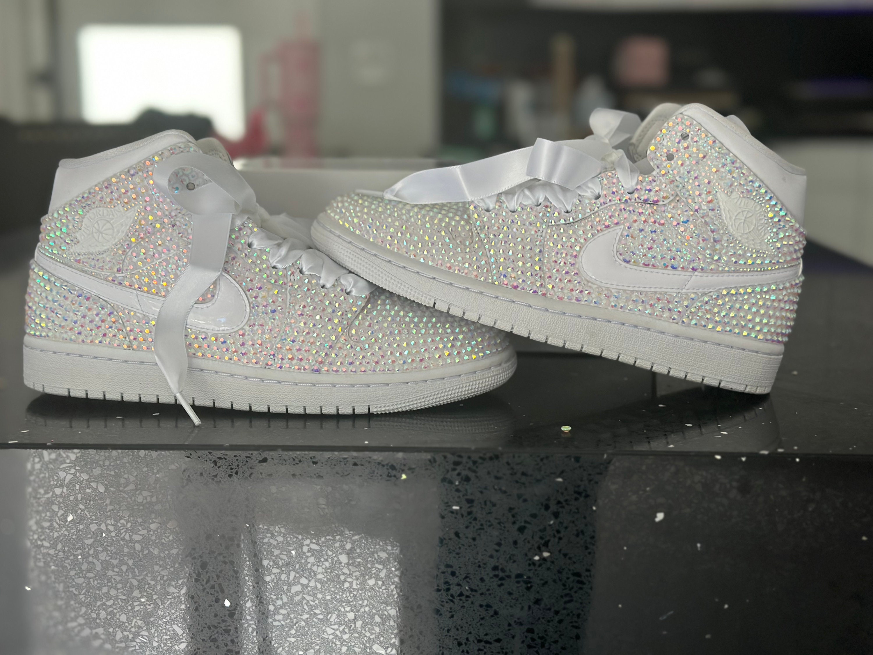Bedazzled Jordan 1s / Wedding Jordans / Bridal Jordans / Quince Jordans ...