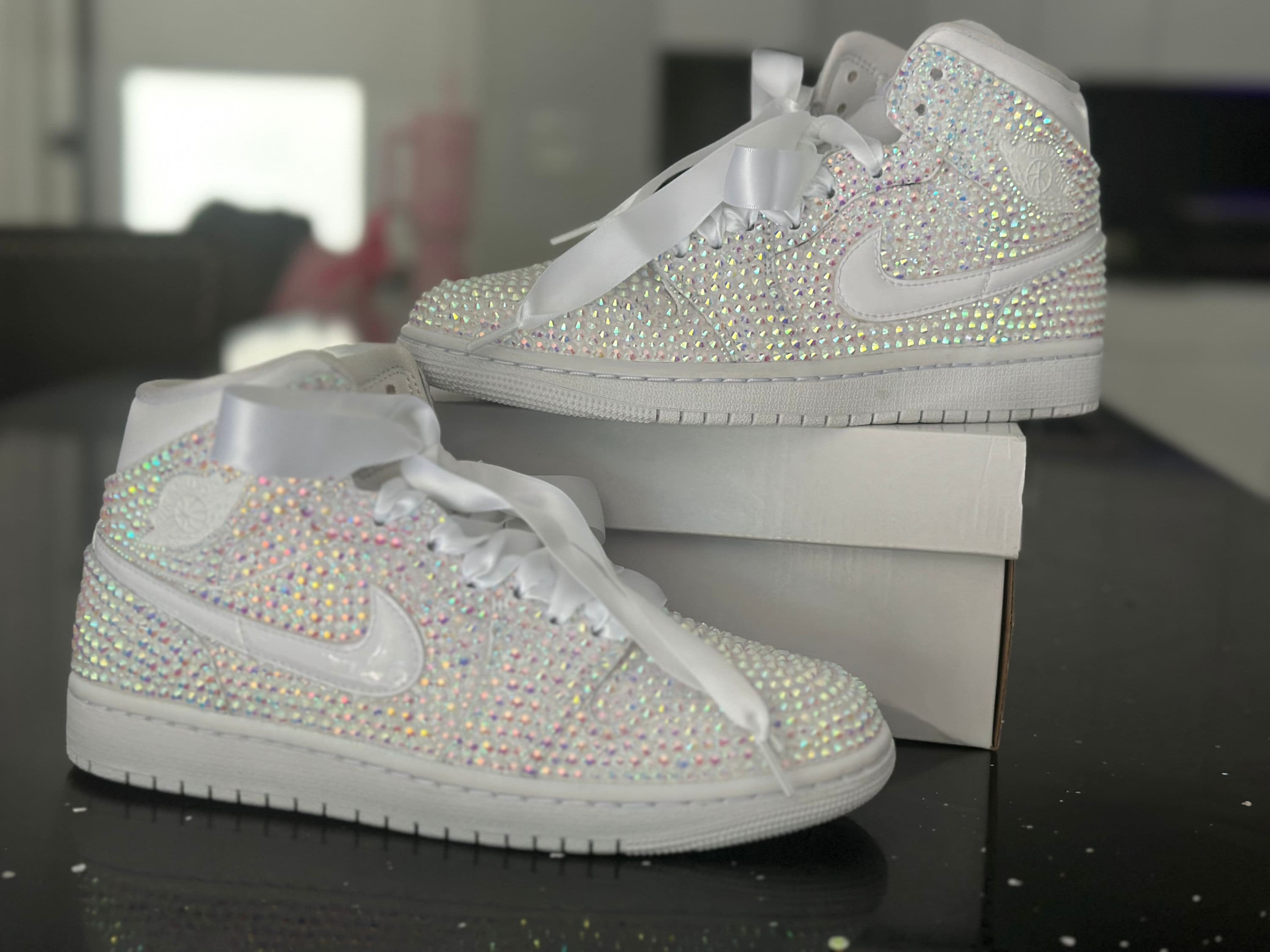Bedazzled Jordan 1s / Wedding Jordans / Bridal Jordans / Quince Jordans ...