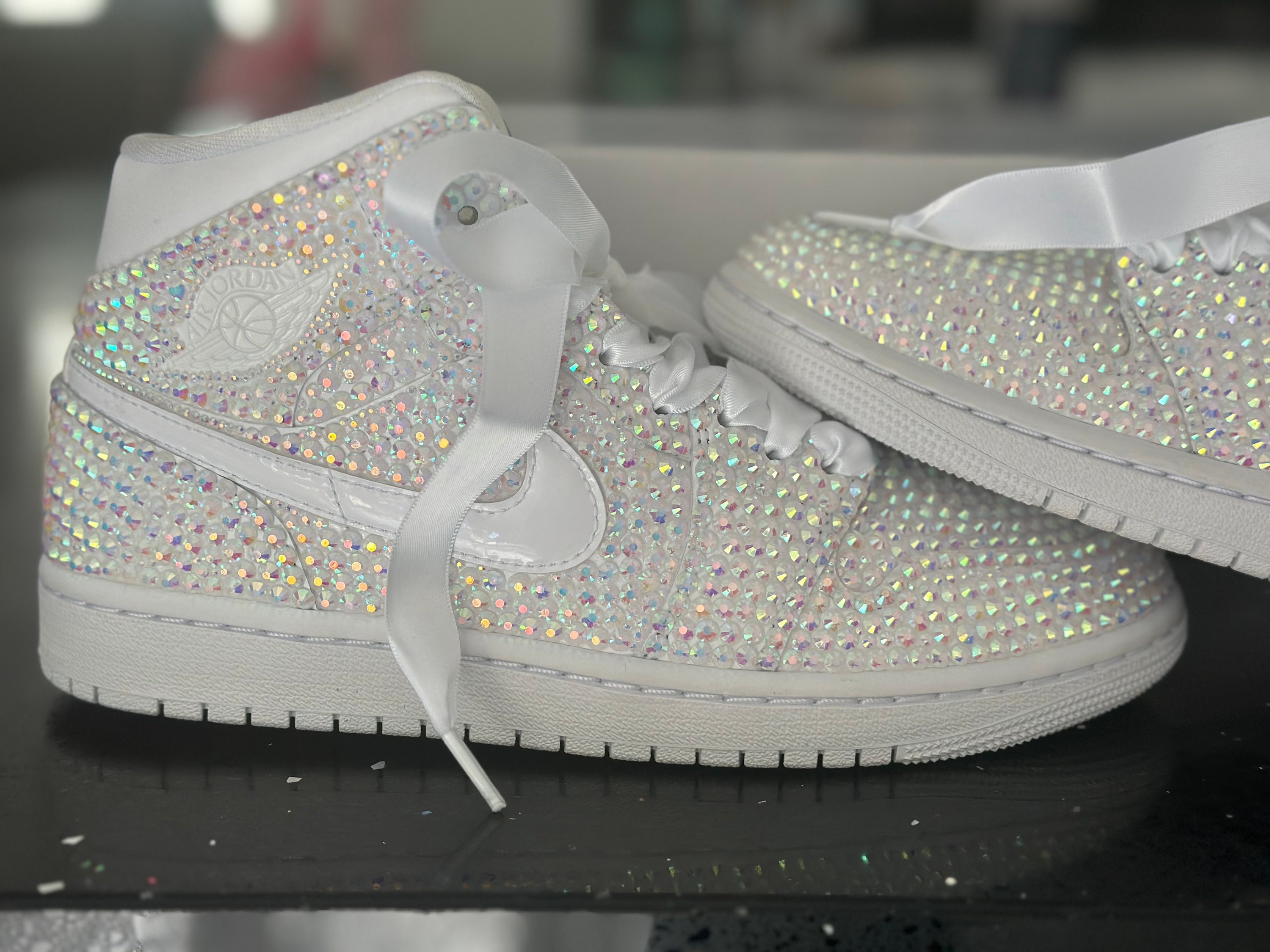Bedazzled Jordan 1s / Wedding Jordans / Bridal Jordans / Quince Jordans ...