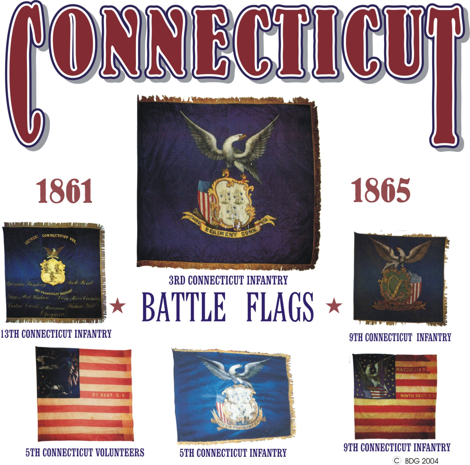 Civil War T Connecticut Battle Flags T-shirt - Etsy