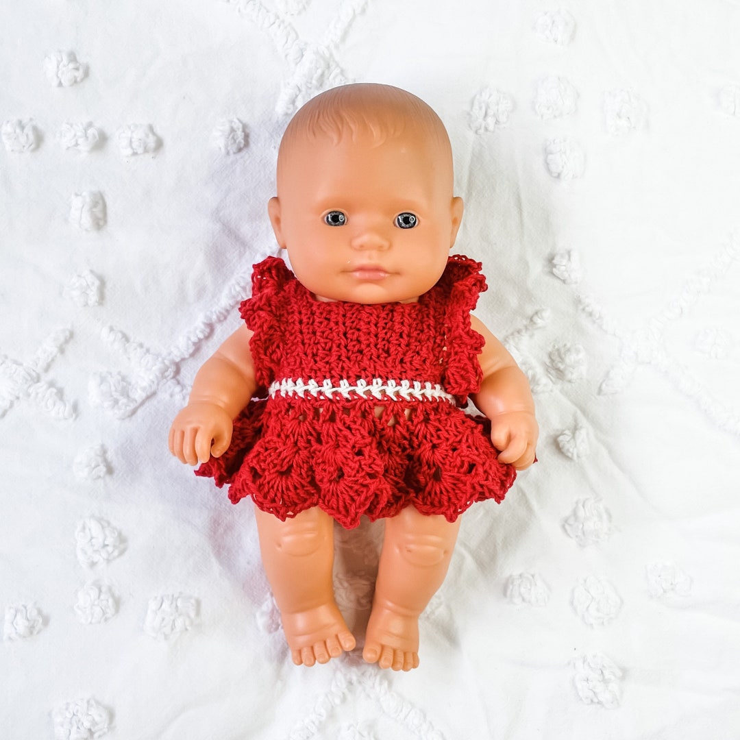 Crochet Frilly Dolls Dress With Matching Bloomers. Miniland Doll ...