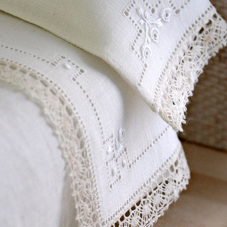 Luxury Hand Embroidered Linen Set of Sheet and Pillowcase. Dollhouse ...