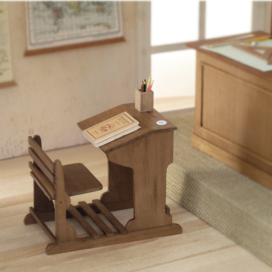 Miniature Wodden School Desk Scale 1:12. Making Handmade. | Etsy
