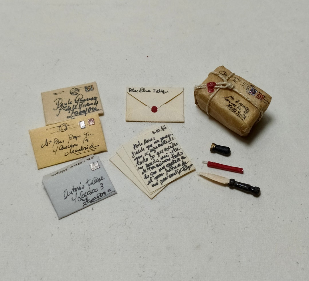Miniature Mail Set. 9 Pieces at 1:12 Scale. You Can Customize the Name ...
