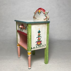 Hand Painted Miniature Beside Table . 1:12 Scale Reproduction of a ...