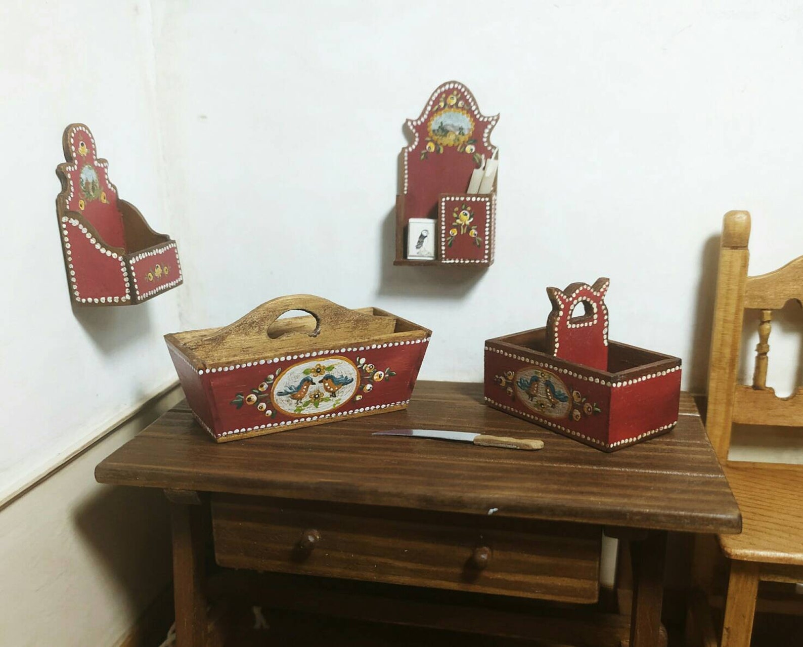 Polychrome Candle Box Red With Candles and Matchbox. | Etsy