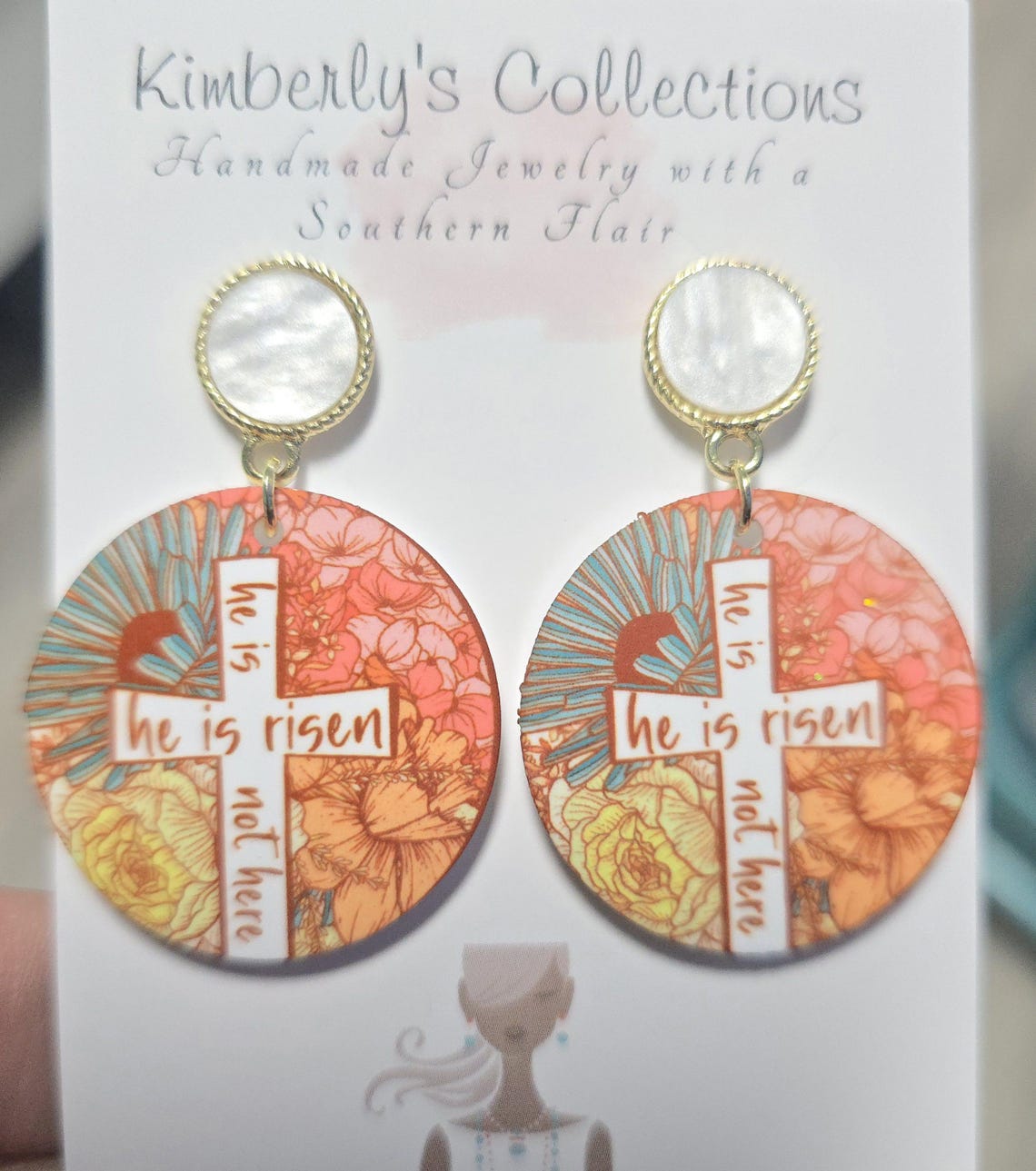 Easter Floral Cross Earrings | He is Risen Christian Earrings | Floral ...