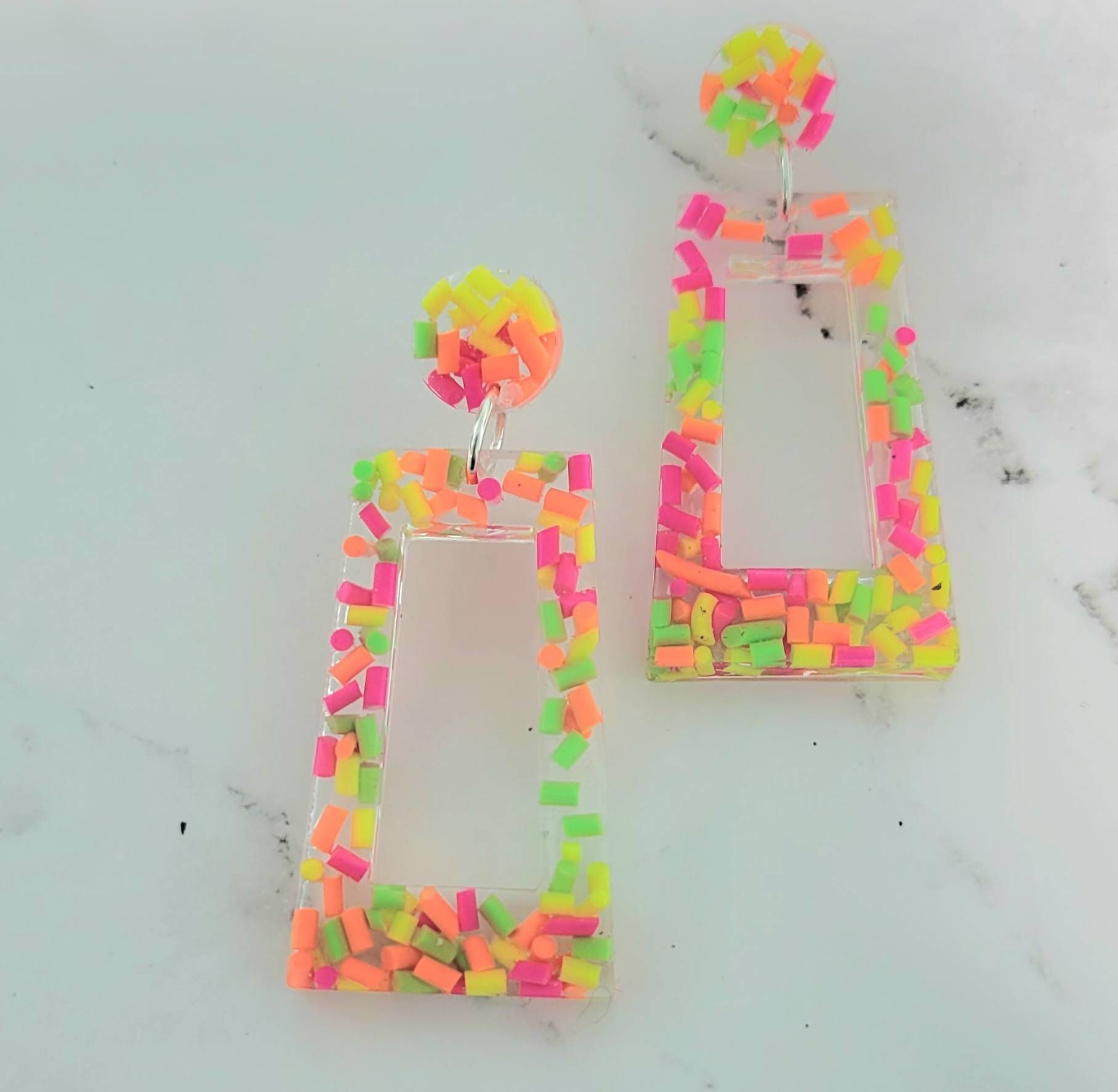 Colorful Neon Sprinkle Earrings - Etsy