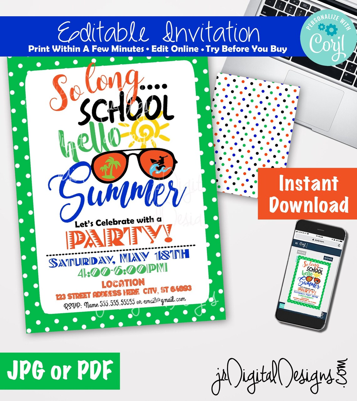 End of School Year Party Invitation Last Day of School Party Invitation ...