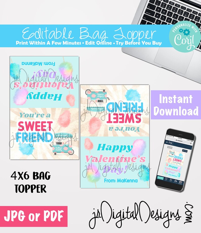 Cotton Candy Valentine Printable Cards Cotton Candy Snacks Valentine’s ...