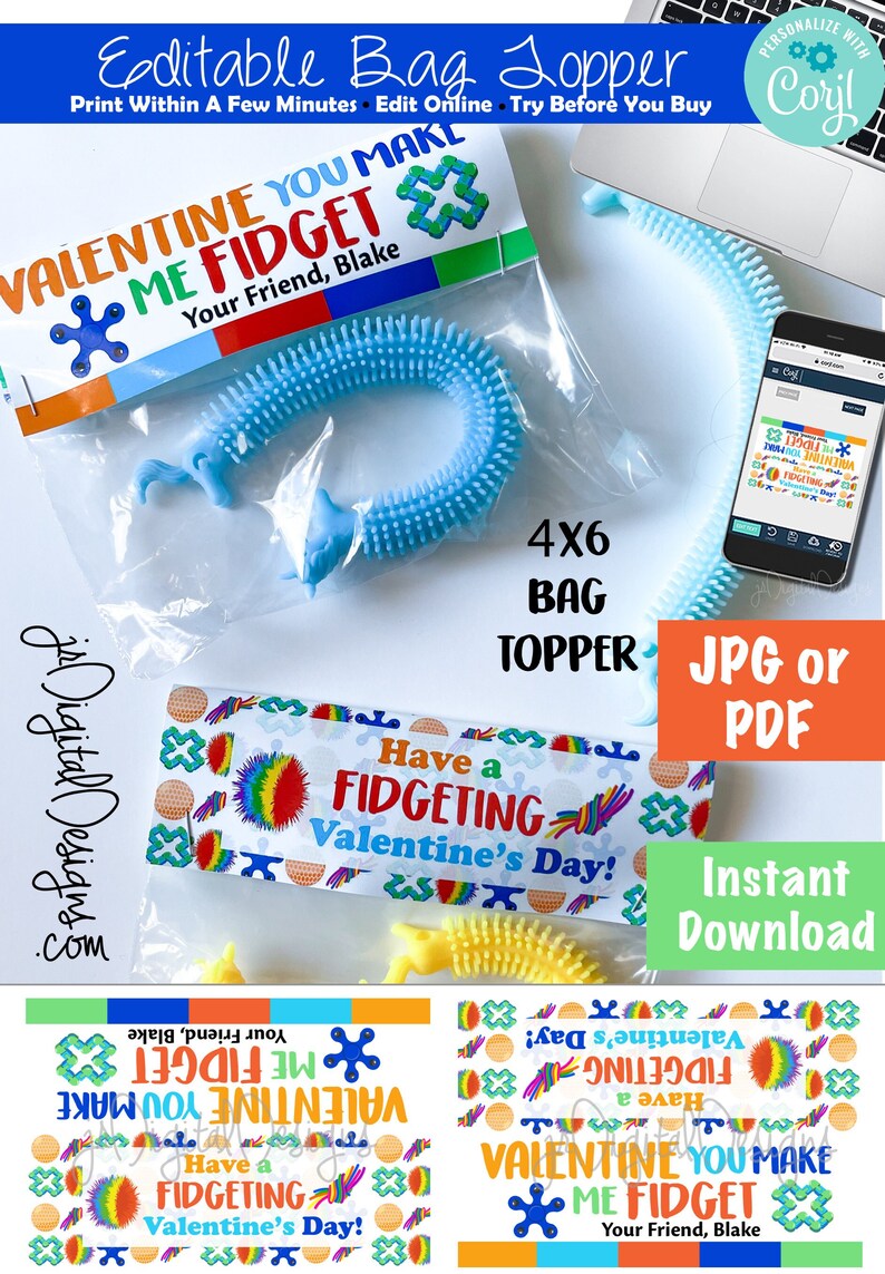 Valentine Printable Kid Cards Fidgets Valentines Day Card Fidget ...