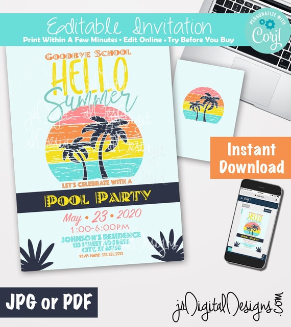 End of school year party Invitation Last day of school Party invitation ...