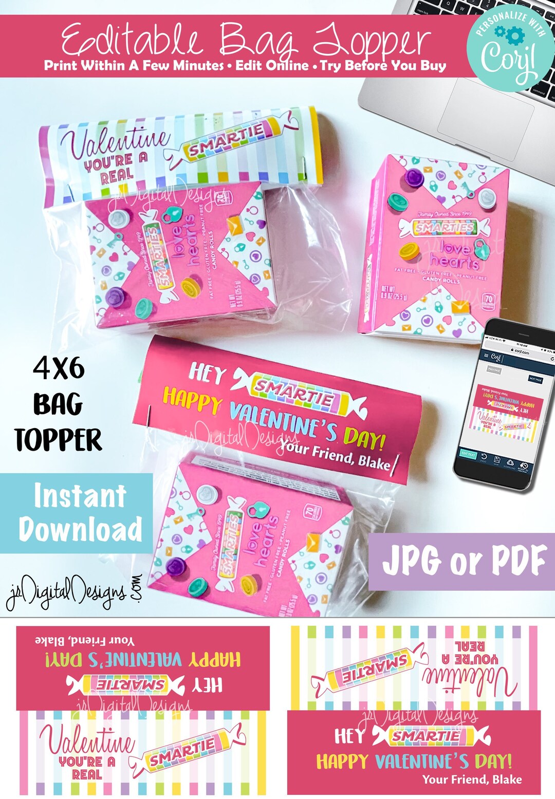 Smarties Valentine Card Printable Valentine Cards Smarties Candy ...