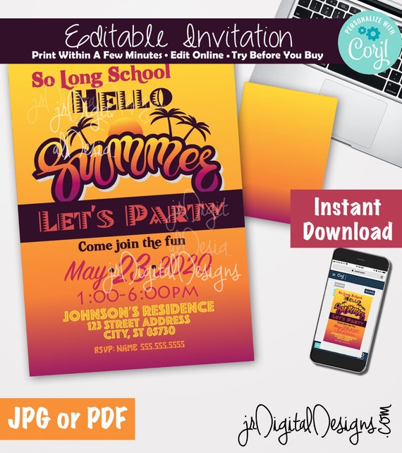 End of school year party Invitation Last day of school Party invitation ...